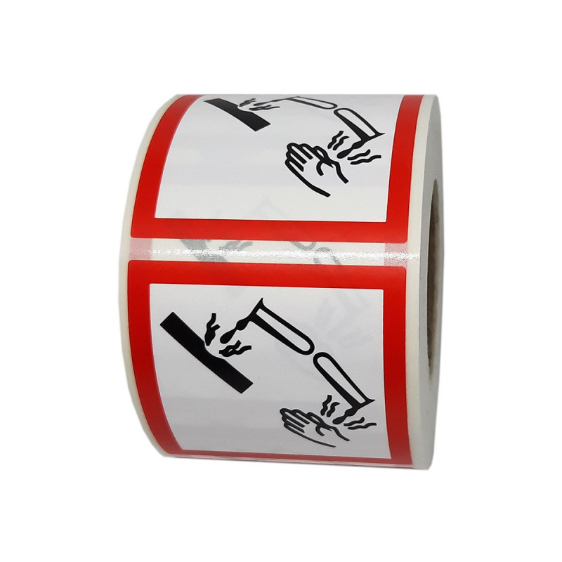 Étiquettes SGH05 CORROSIF - Ft 50 x 50 mm - Rouleau de 500 ex