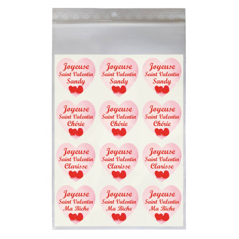 Étiquettes JOYEUSE SAINT VALENTIN personnalisables avec 4 prénoms - En ...